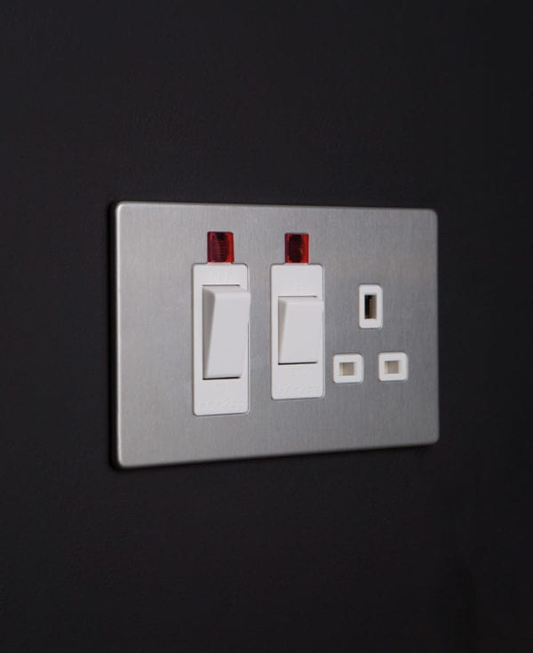 Cooker Switch & Socket Silver with Black or White Inserts
