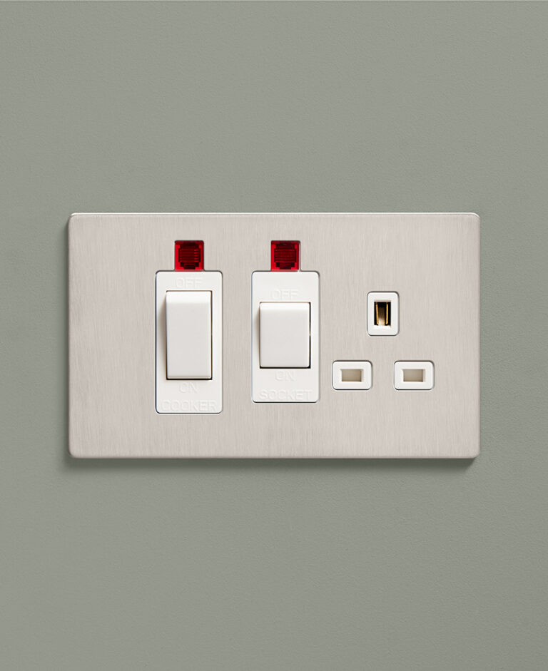 Cooker Switch & Socket Silver with Black or White Inserts