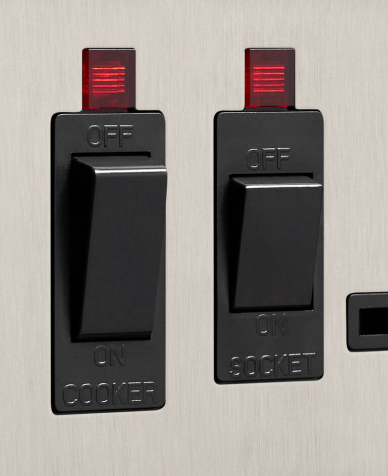 Cooker Switch & Socket Silver with Black or White Inserts
