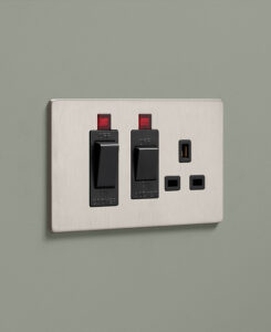 Cooker Switch & Socket Silver with Black or White Inserts