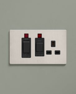 Cooker Switch & Socket Silver with Black or White Inserts