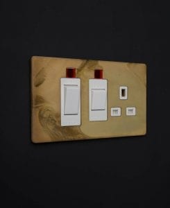 Smoked Gold Cooker Switch & Socket with Black or White Inserts