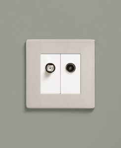 Silver Double Data Port Socket with Black or White Inserts