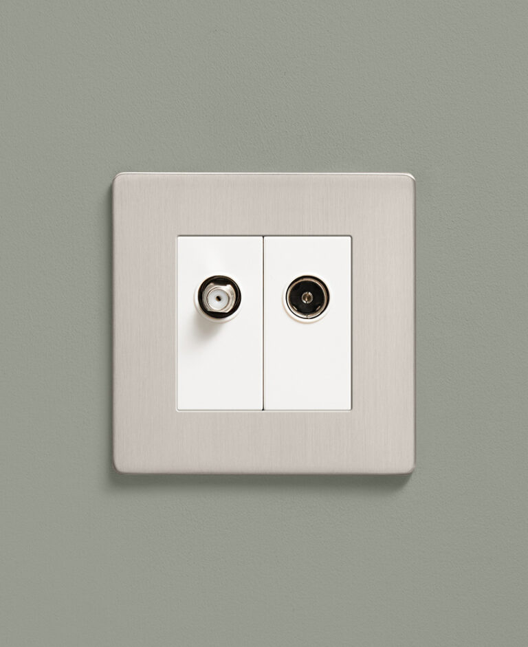 Silver Double Data Port Socket with Black or White Inserts