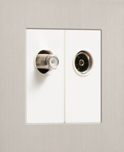 Silver Double Data Port Socket with Black or White Inserts