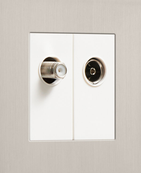 Silver Double Data Port Socket with Black or White Inserts