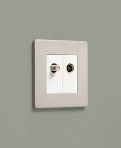 Silver Double Data Port Socket with Black or White Inserts