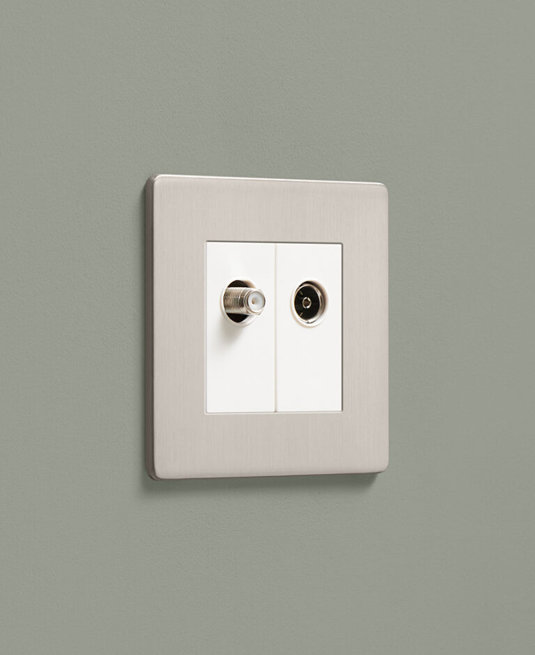 Silver Double Data Port Socket with Black or White Inserts
