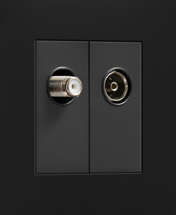 Black Double Data Port Socket with Black or White Inserts