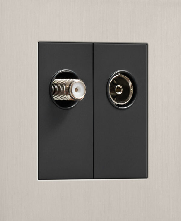 Silver Double Data Port Socket with Black or White Inserts