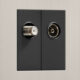 Silver Double Data Port Socket with Black or White Inserts
