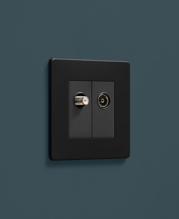 Black Double Data Port Socket with Black or White Inserts