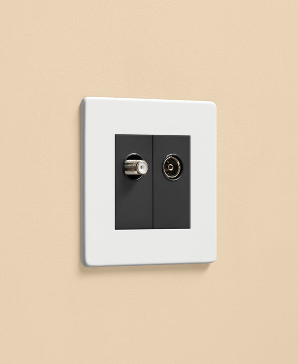 White Double Data Port Socket with Black or White Inserts