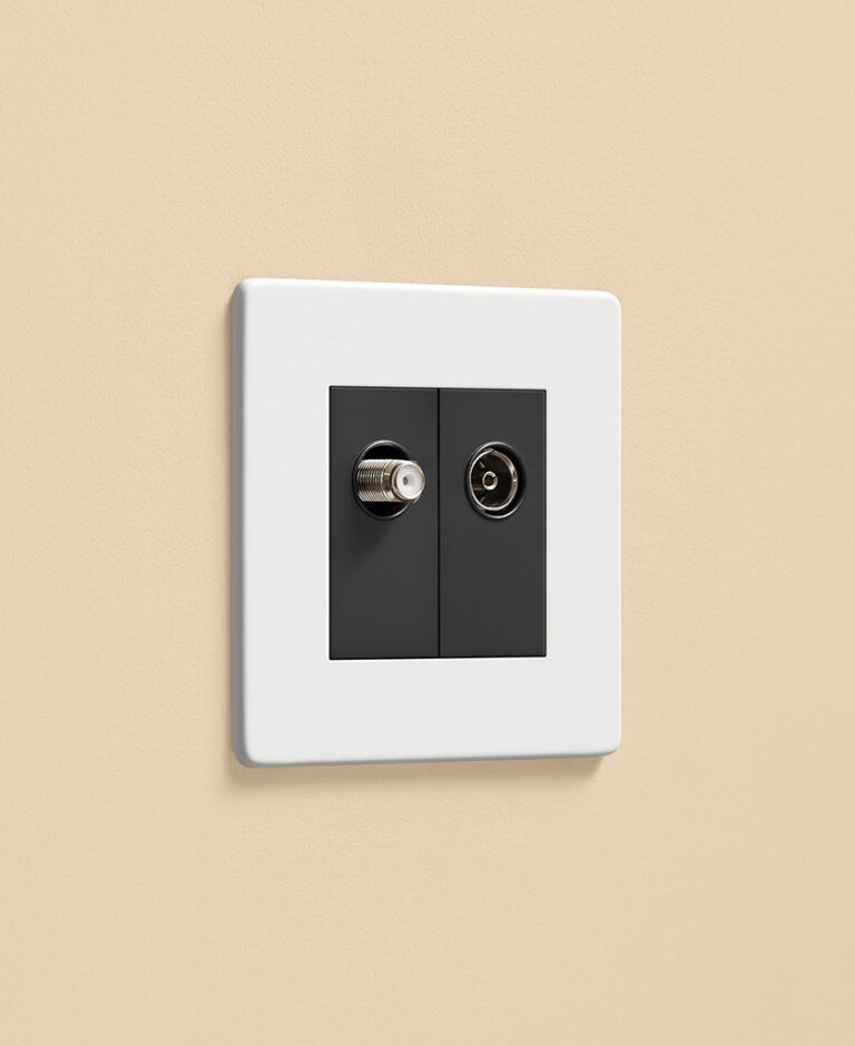 White Double Data Port Socket with Black or White Inserts