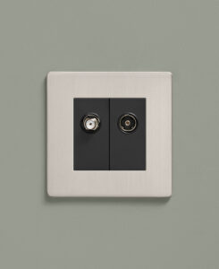 Silver Double Data Port Socket with Black or White Inserts