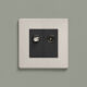 Silver Double Data Port Socket with Black or White Inserts