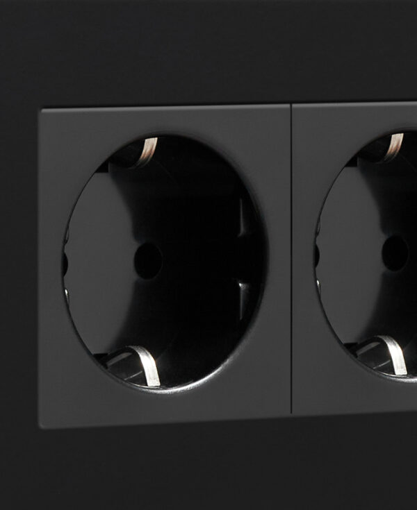 Black Double Schuko Socket with Black or White Inserts