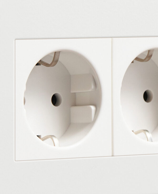 White Double Schuko Socket with Black or White Inserts