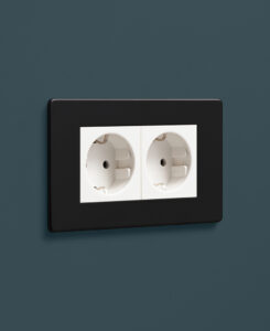 Black Double Schuko Socket with Black or White Inserts