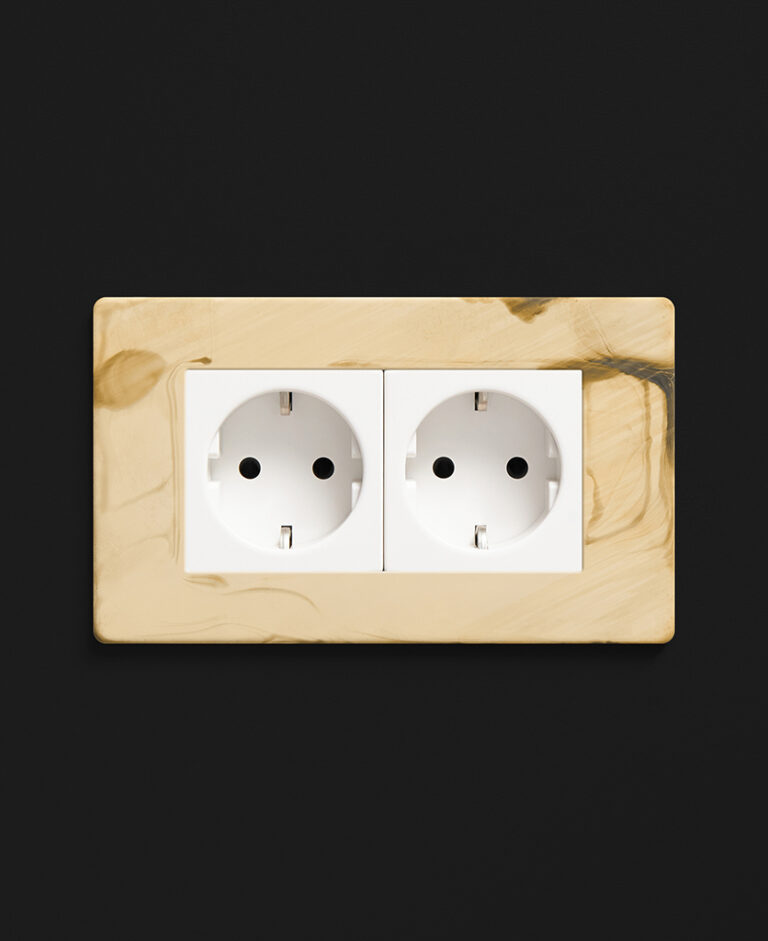 Smoked Gold Double Schuko Socket with Black or White Inserts