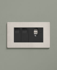 Silver Quad Data Port Socket with Black or White Inserts