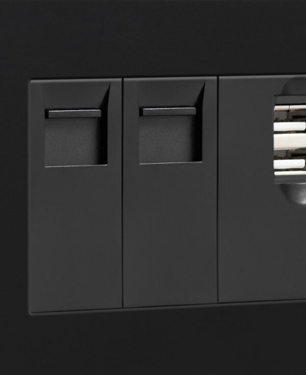 Black Quad Data Port Socket with Black or White Inserts