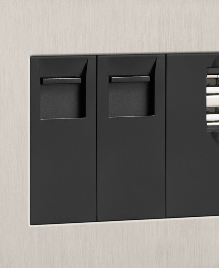 Silver Quad Data Port Socket with Black or White Inserts