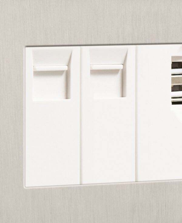 Silver Quad Data Port Socket with Black or White Inserts