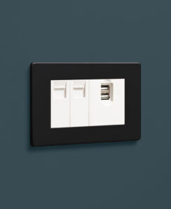 Black Quad Data Port Socket with Black or White Inserts