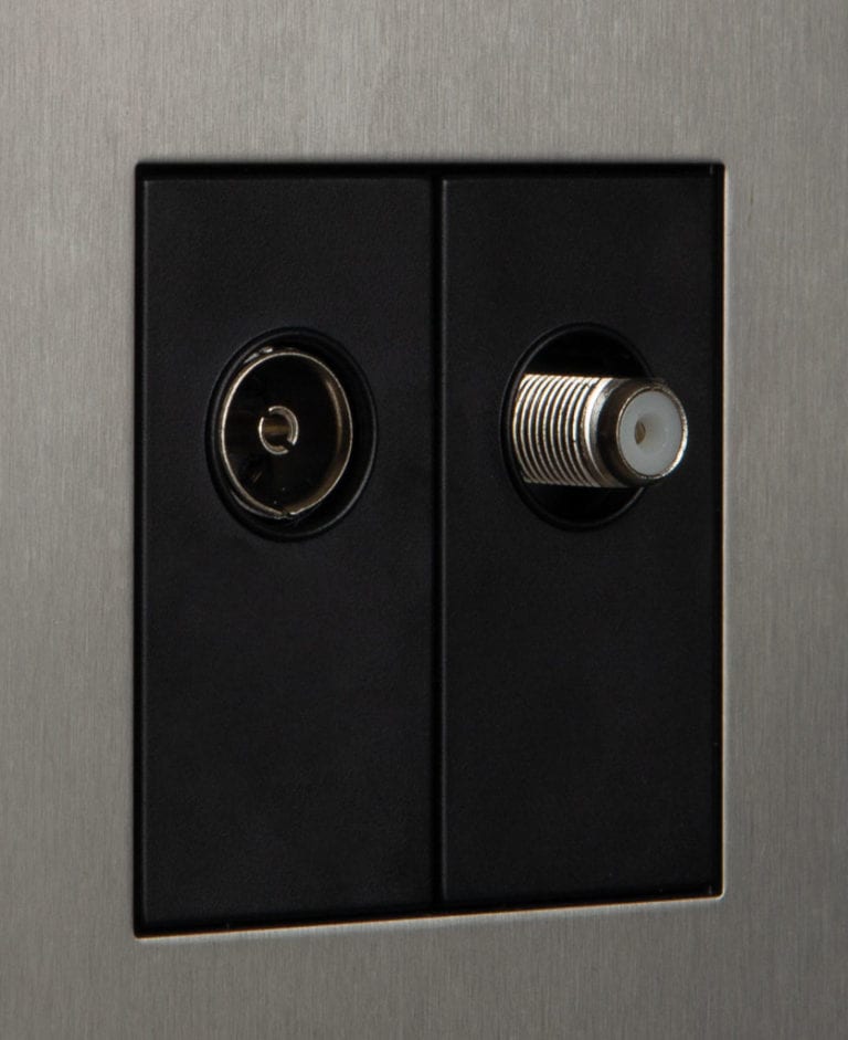 Silver Double Data Port Socket with Black or White Inserts