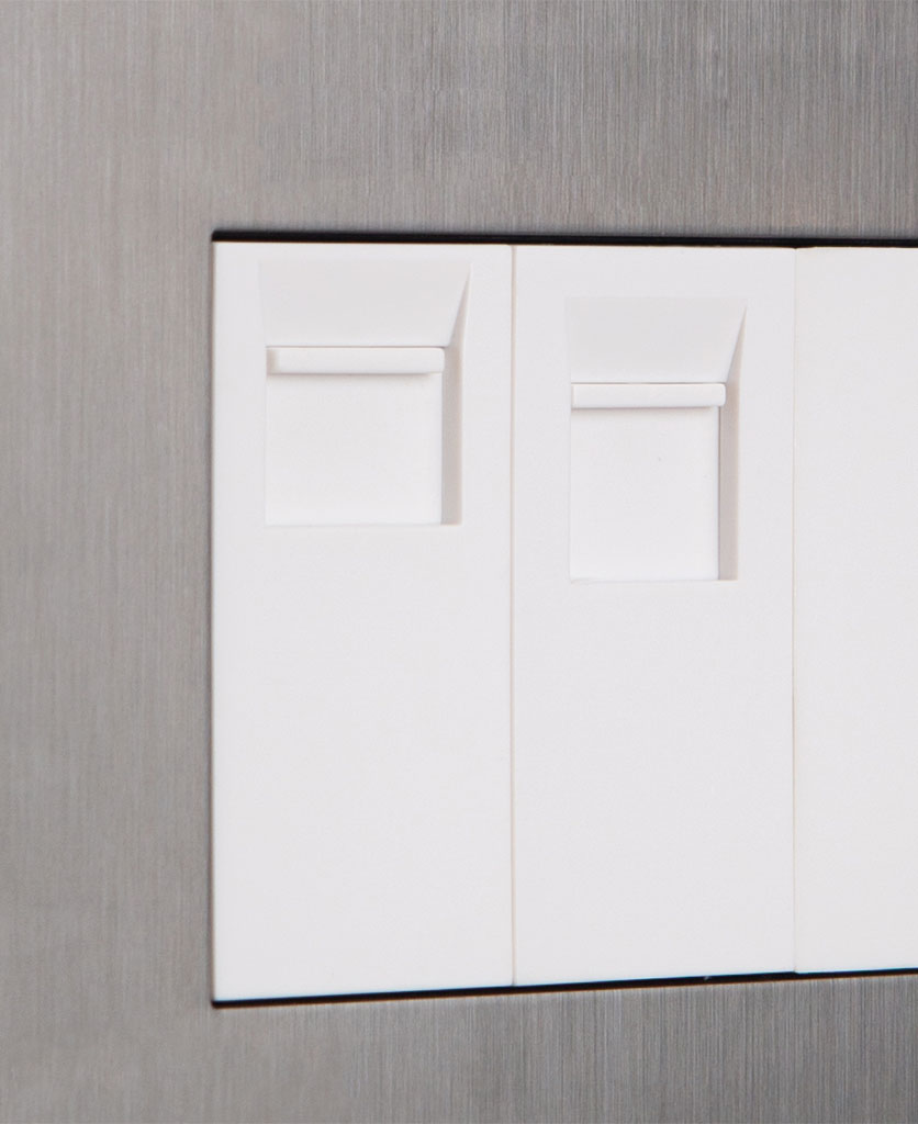 Silver Quad Data Port Socket with Black or White Inserts