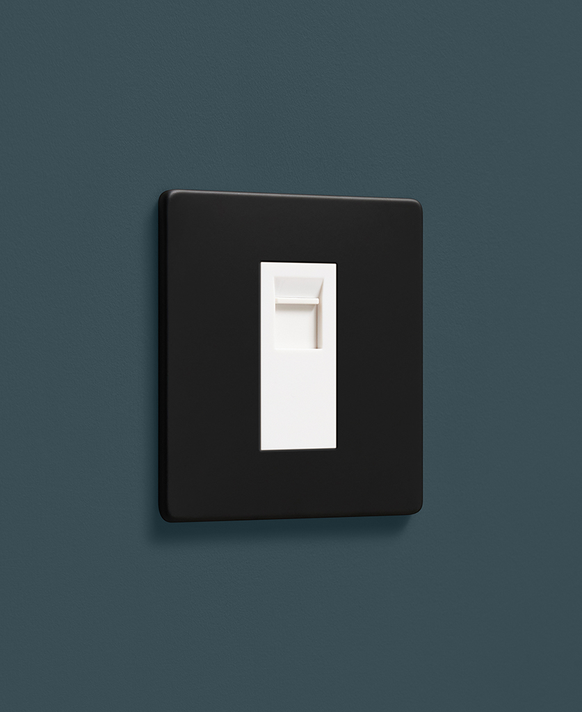 Black Single Data Port Socket with Black or White Inserts