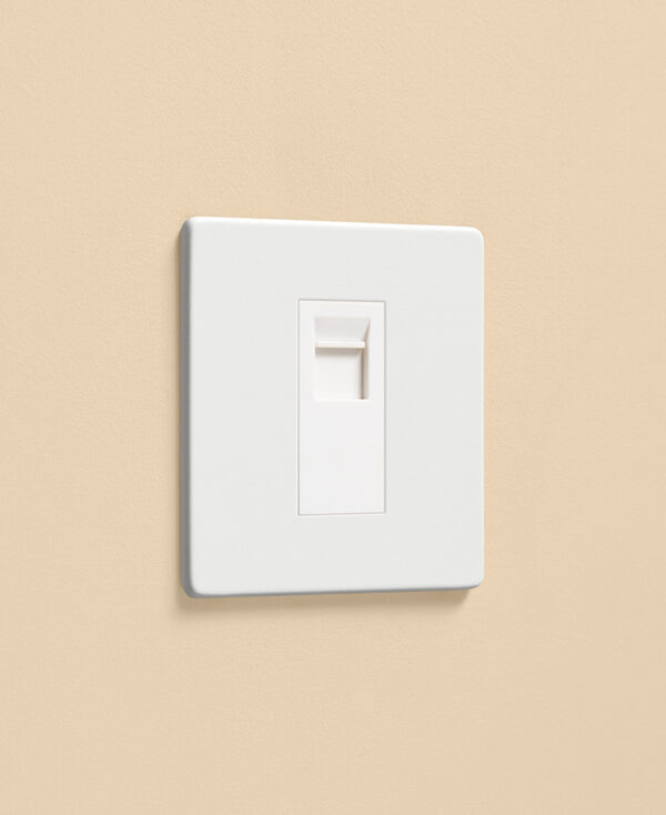 White Single Data Port Socket with Black or White Inserts