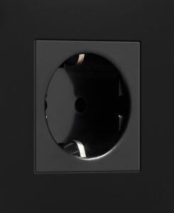 Black Schuko SIngle Socket with Black or White Inserts