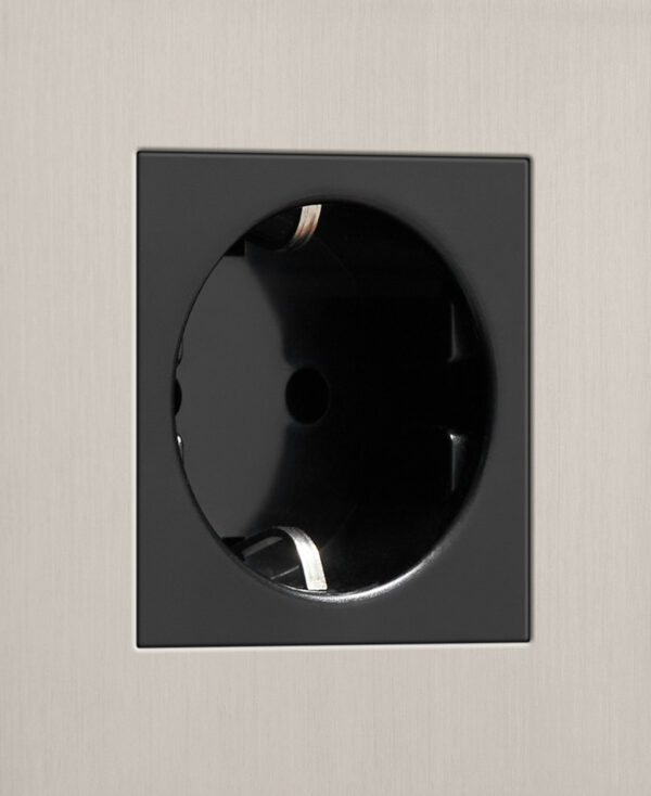 Silver Schuko Single Socket with Black or White Inserts