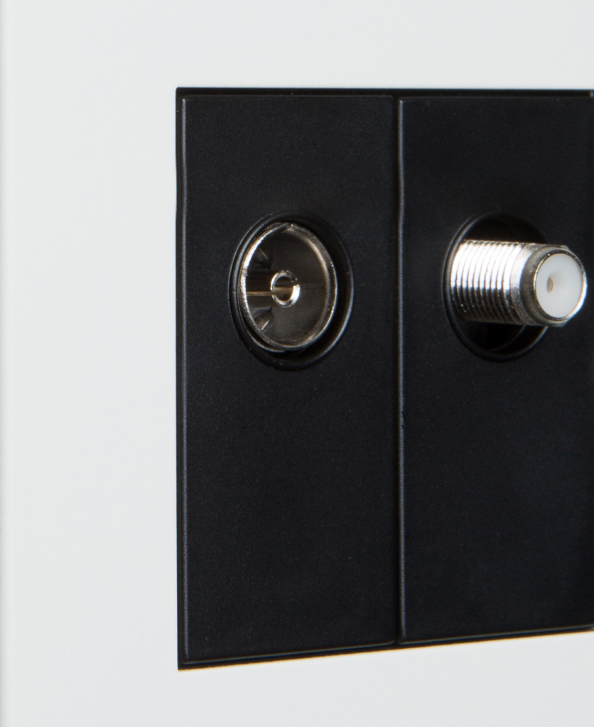 White Double Data Port Socket with Black or White Inserts