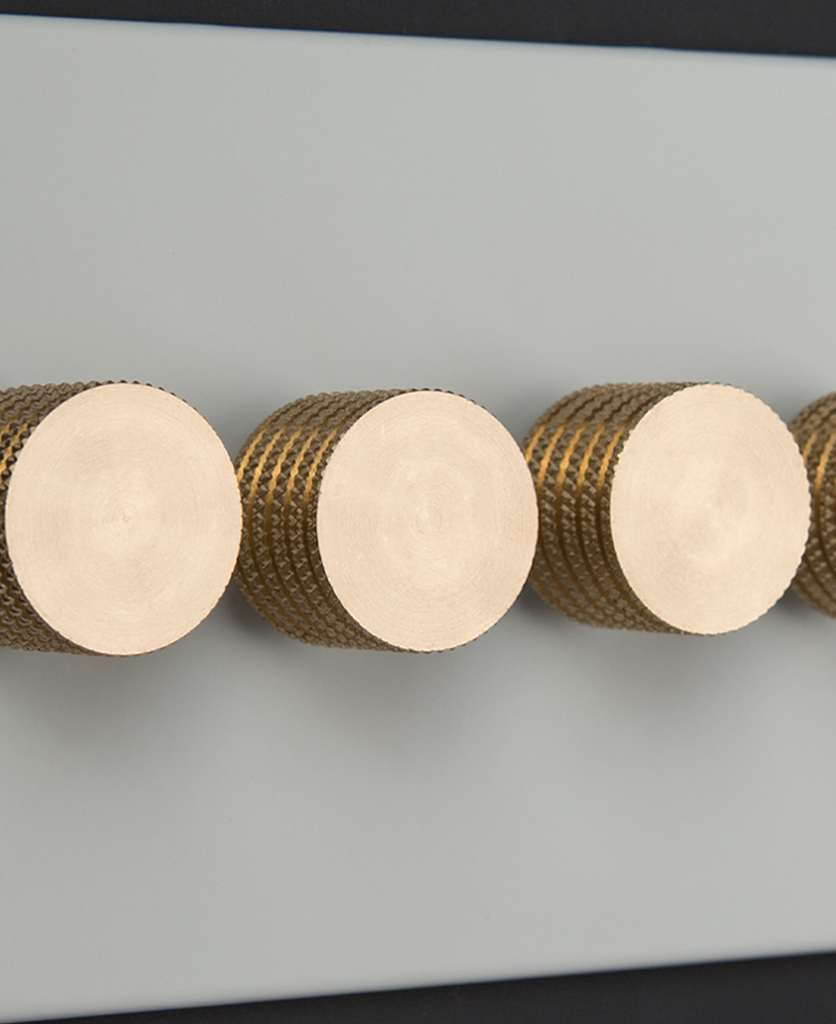 White Dimmer Switch with White, Black, Gold or Silver Knobs