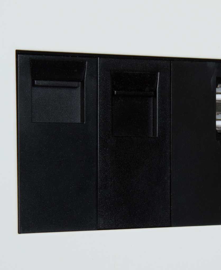 White Quad Data Port Socket with Black or White Inserts