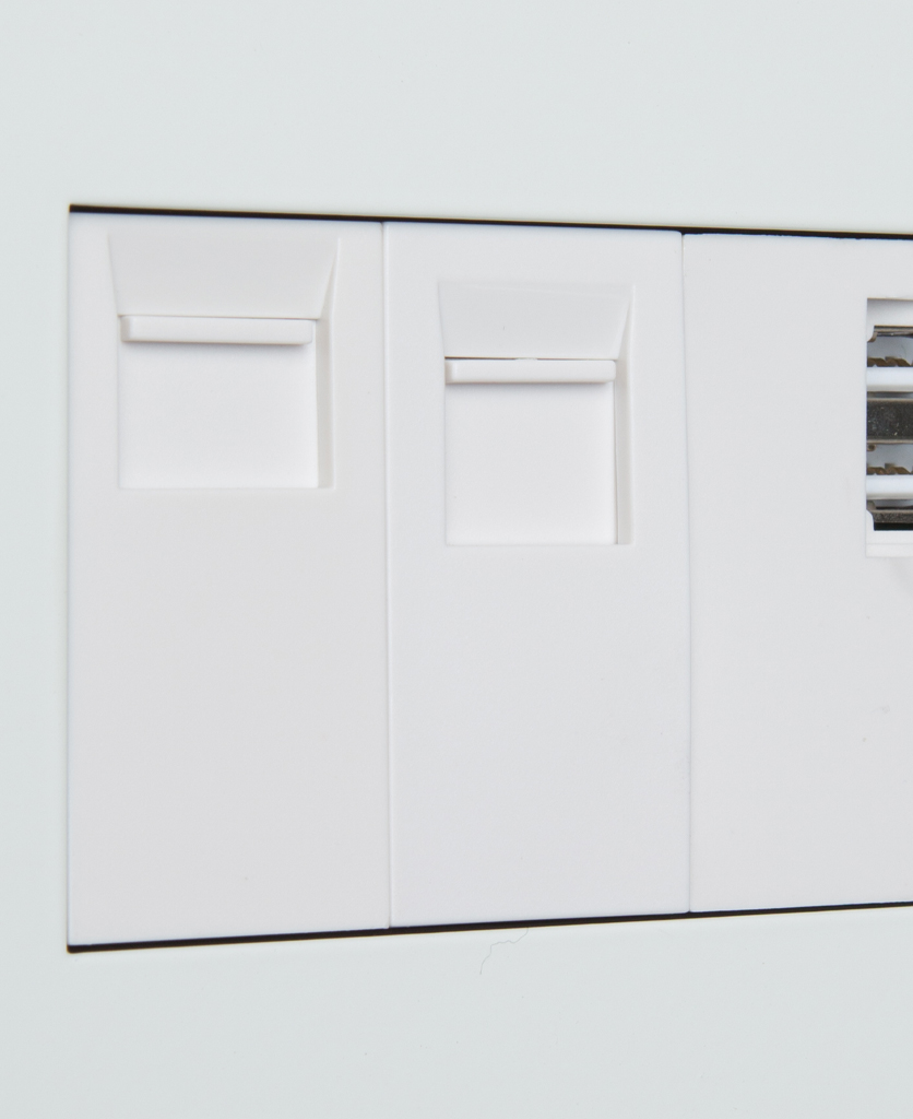 White Quad Data Port Socket with Black or White Inserts