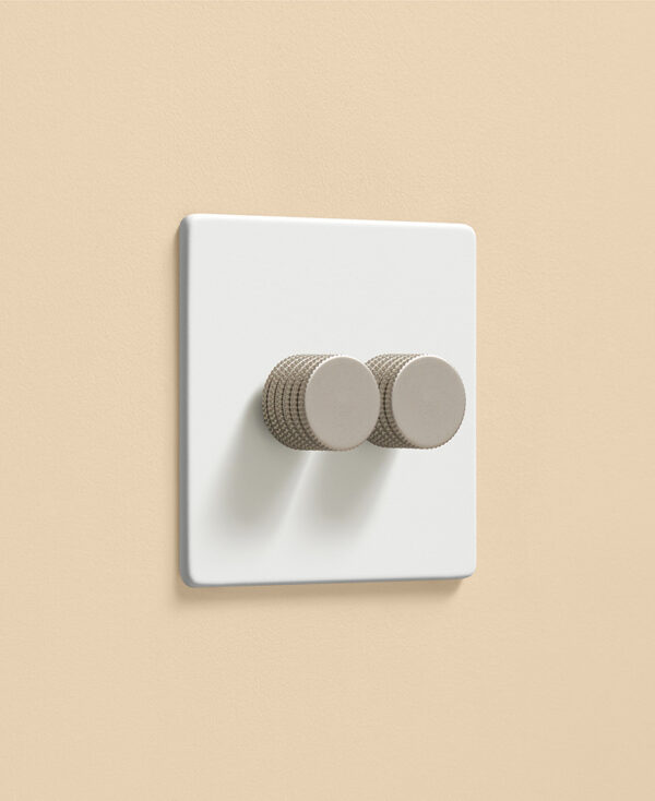 White Double Dimmer Switch | Matt Finish