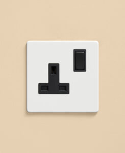 White Single Plug Socket with Black or White Inserts