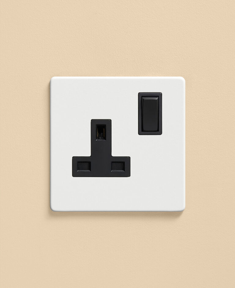 White Single Plug Socket with Black or White Inserts