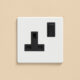 White Single Plug Socket with Black or White Inserts