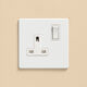 White Single Plug Socket with Black or White Inserts