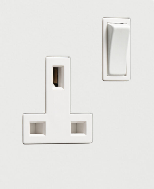 White Single Plug Socket with Black or White Inserts