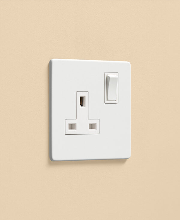 White Single Plug Socket with Black or White Inserts