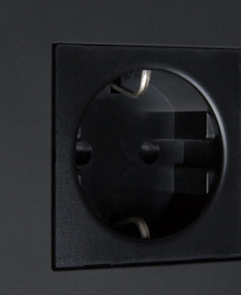 Black Schuko SIngle Socket with Black or White Inserts