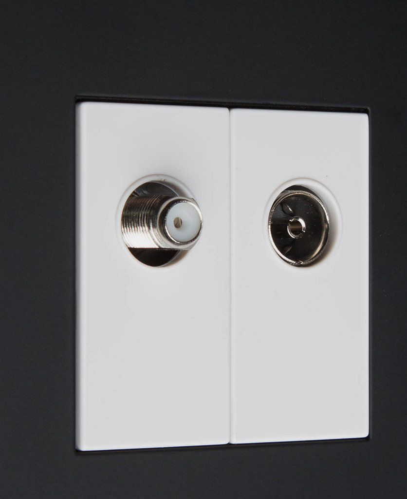 Black Double Data Port Socket with Black or White Inserts