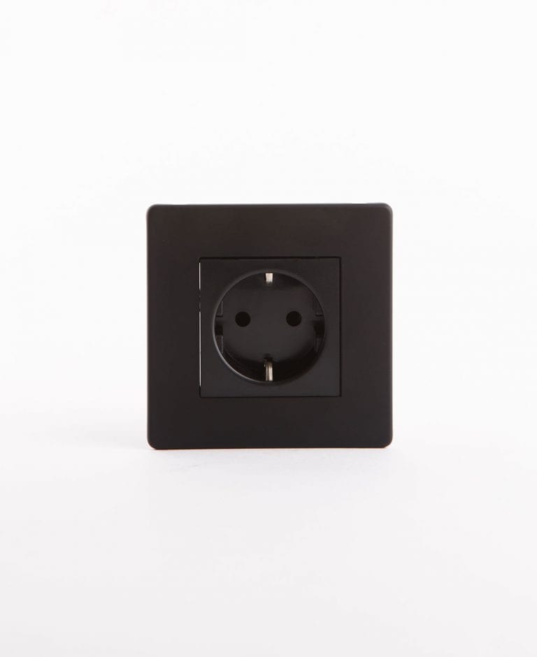 Black Schuko SIngle Socket with Black or White Inserts