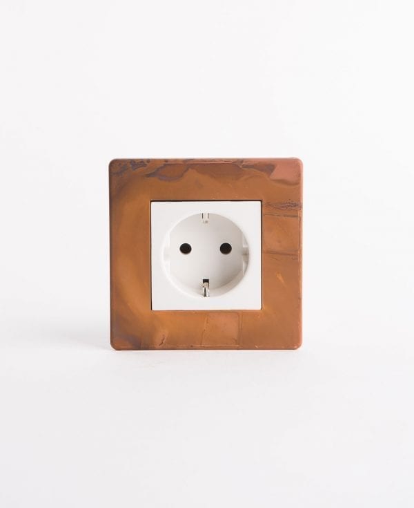 Tarnished Copper Schuko Single Socket with Black or White Inserts